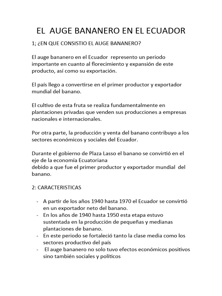 Auge Bananero en Ecuador: Causas y Consecuencias | PDF | Viajes y turismo