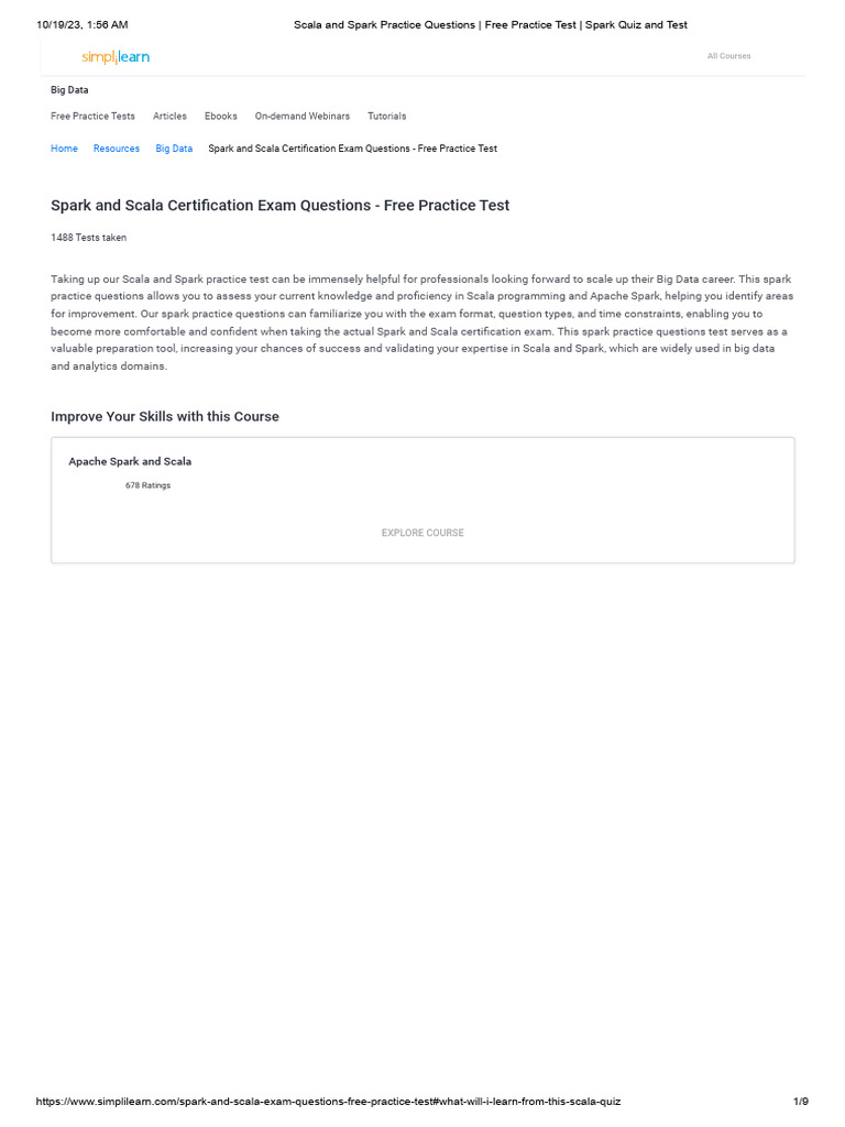Scala and Spark Practice Questions - Free Practice Test - Spark Quiz ...