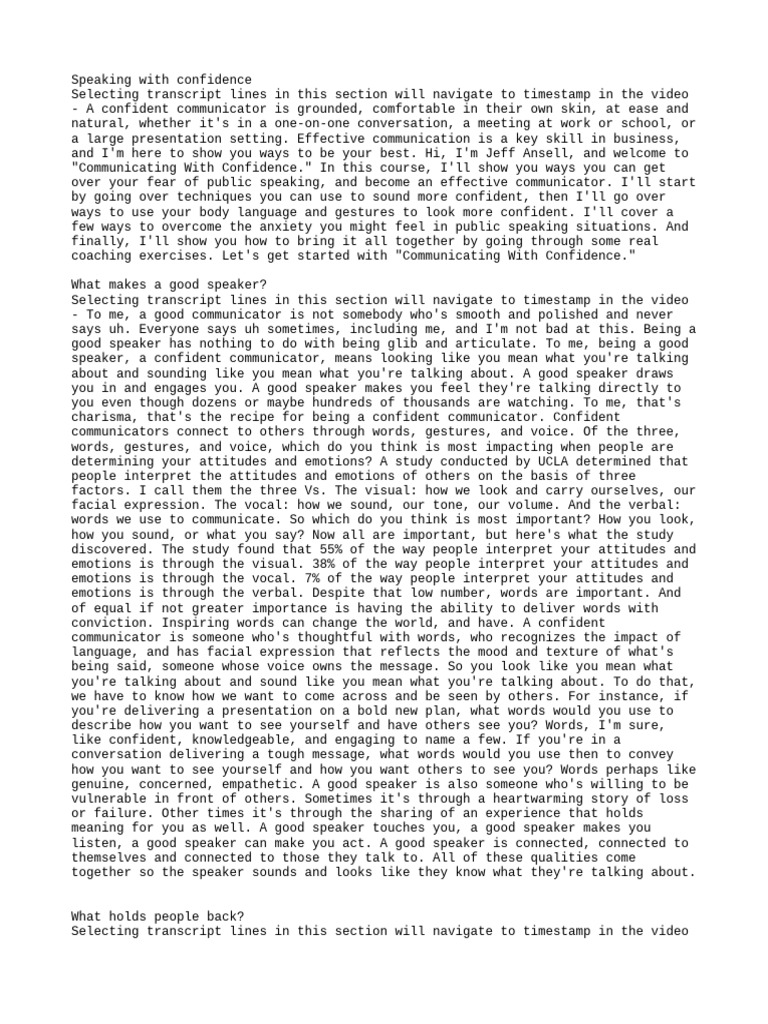 Communicating With Confidence | PDF | Breathing | Fight Or Flight Response
