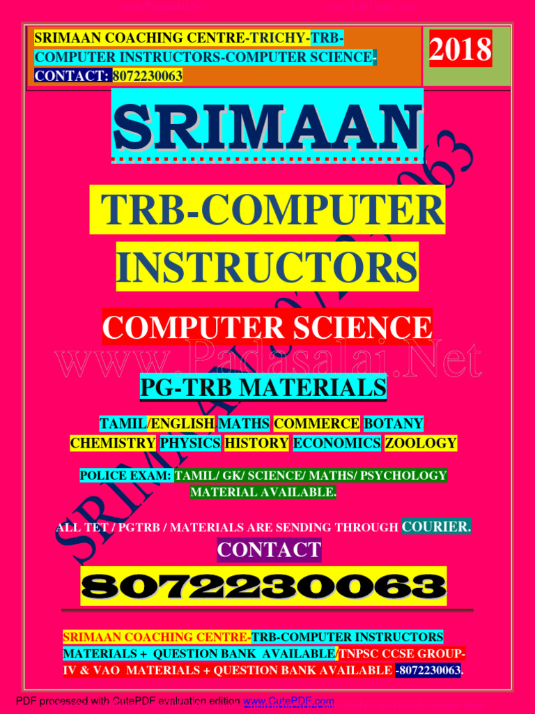 Computer Science TRB Exam Study Material em | PDF | Microsoft Windows | Operating System