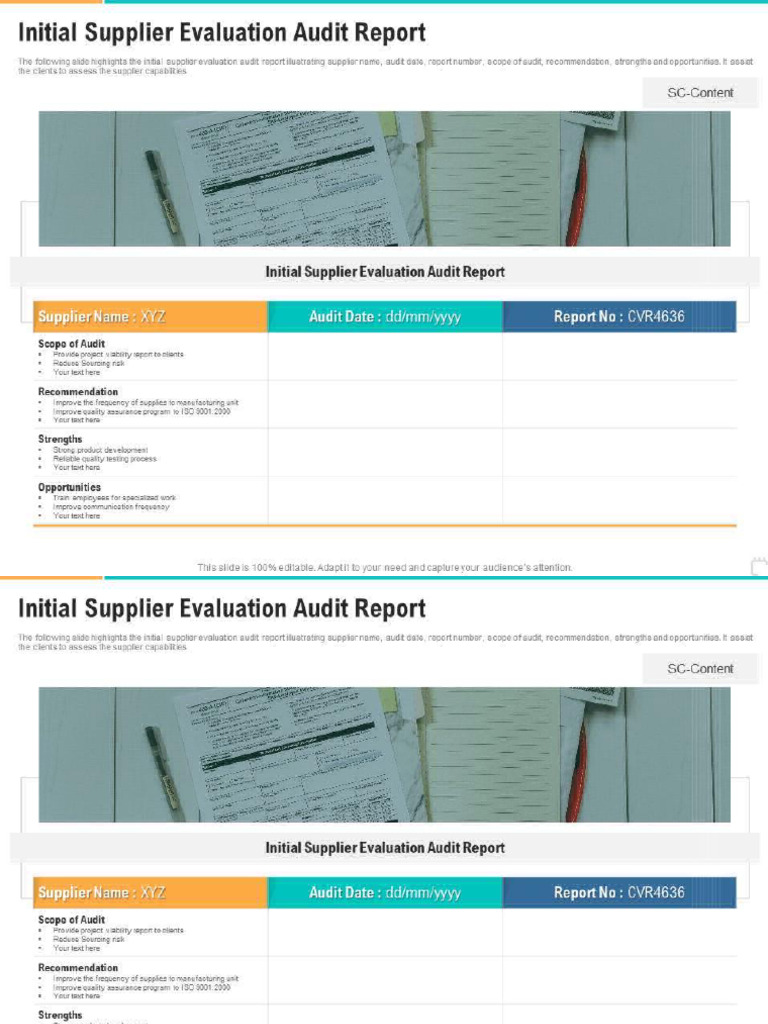 Initial Supplier Evaluation Audit Report Presentation Graphics ...