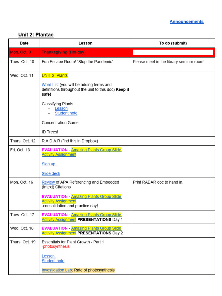 Sbi3u Course Schedule (Semester 1) 23 - 24 | PDF | Organisms | Biology