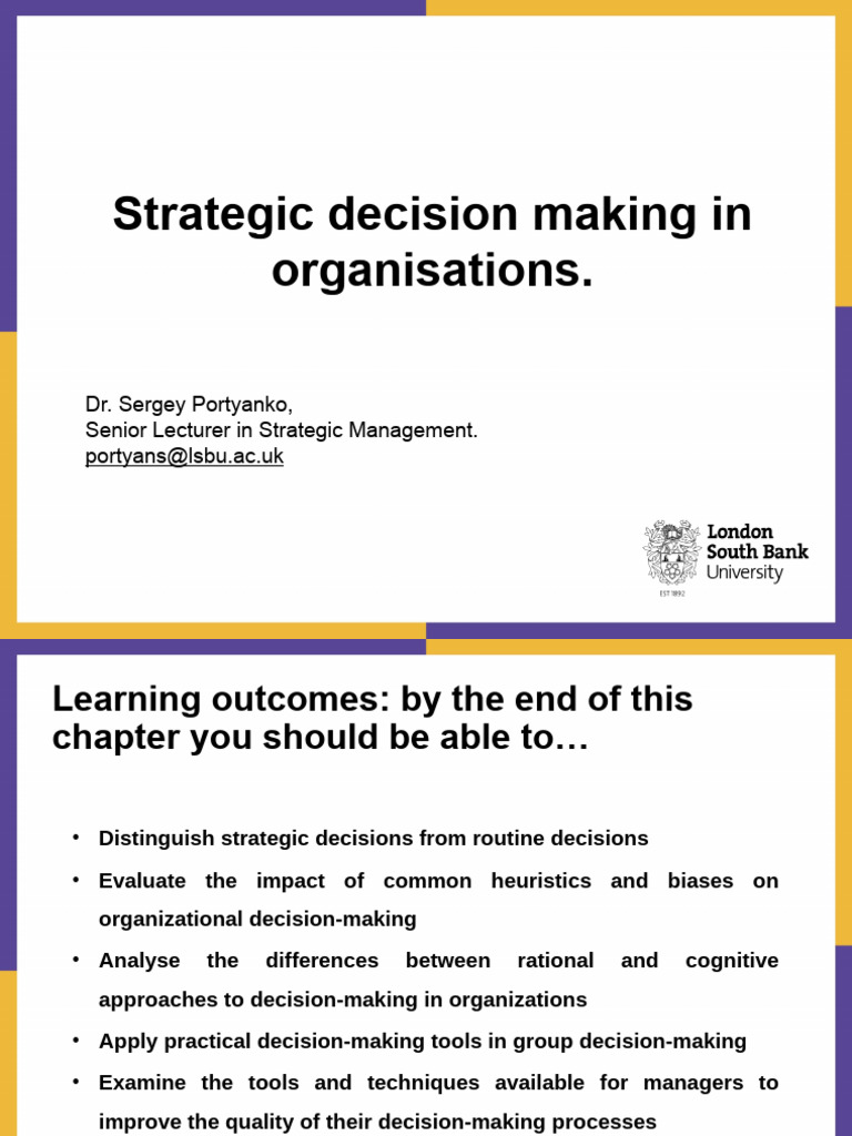 Lecture 2 LSC-6 Strategic Desisions 22-23 | PDF | Decision Making ...