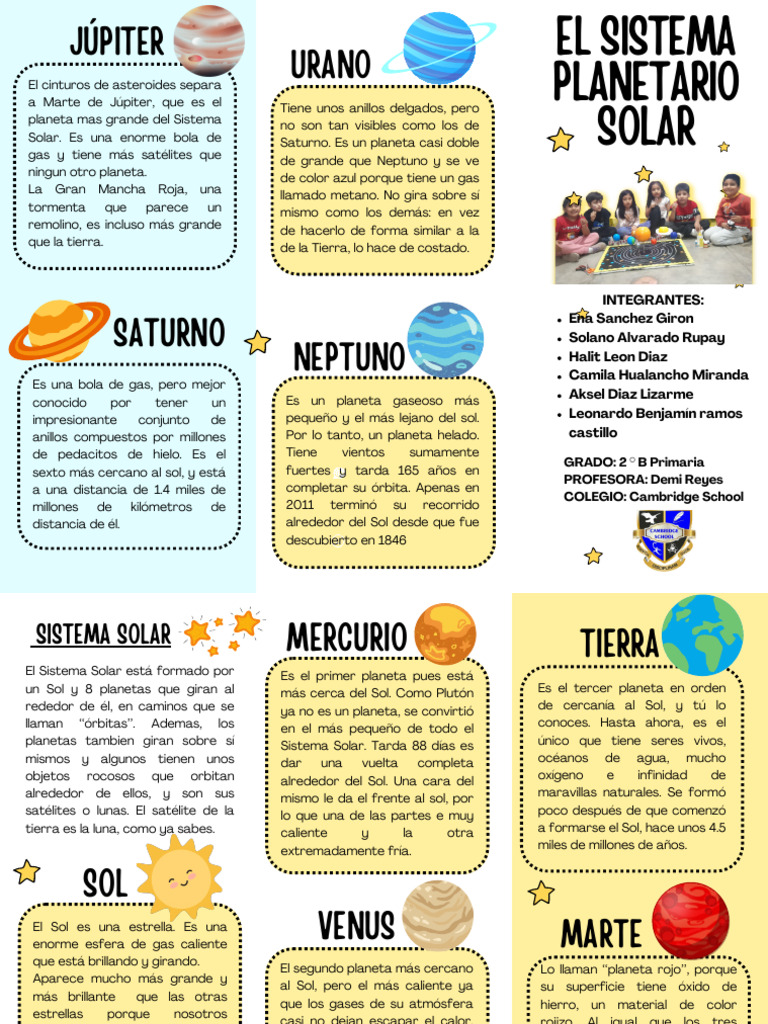 Sistema Solar - Tríptico | PDF | Dom | Planetas