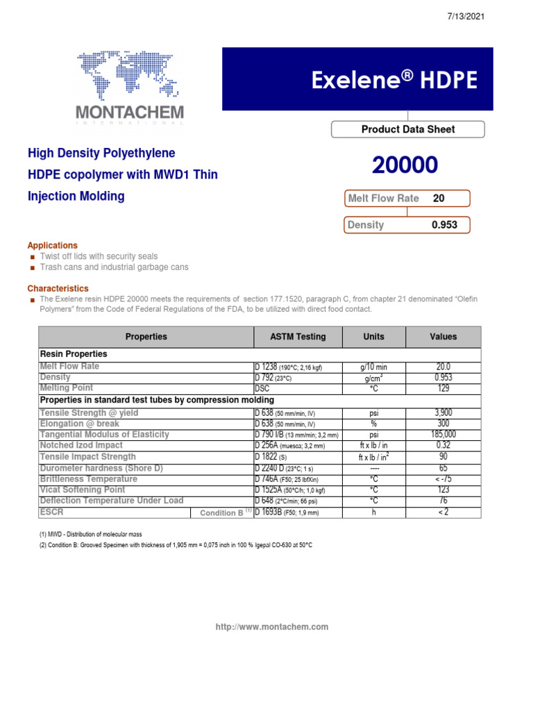 Exelene Hdpe 20000 2021 | PDF | Amorphous Solid | Materials Science