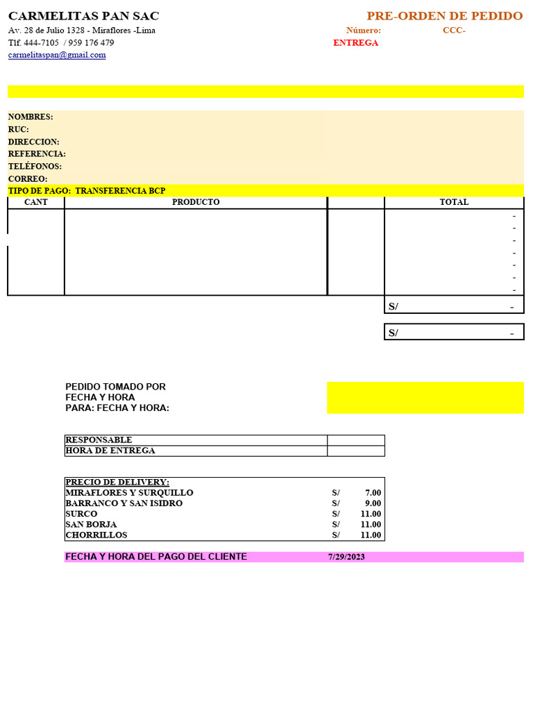 Orden de Pedido | PDF