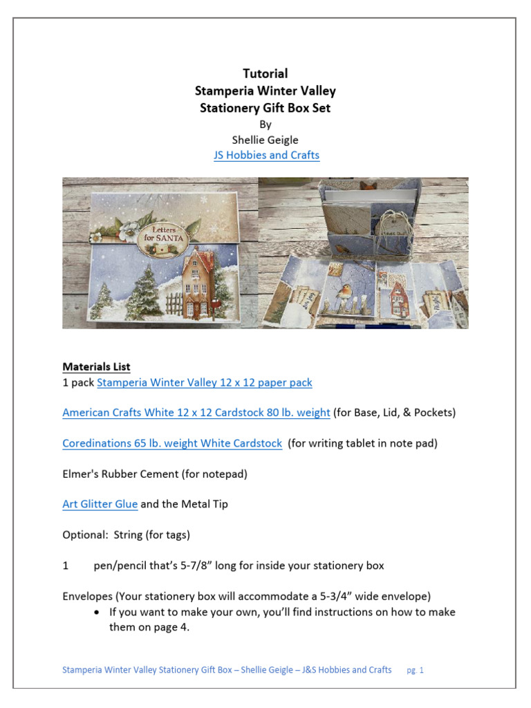 Stamperia Winter Valley Stationery Gift Set Materials and Cutting Guide ...