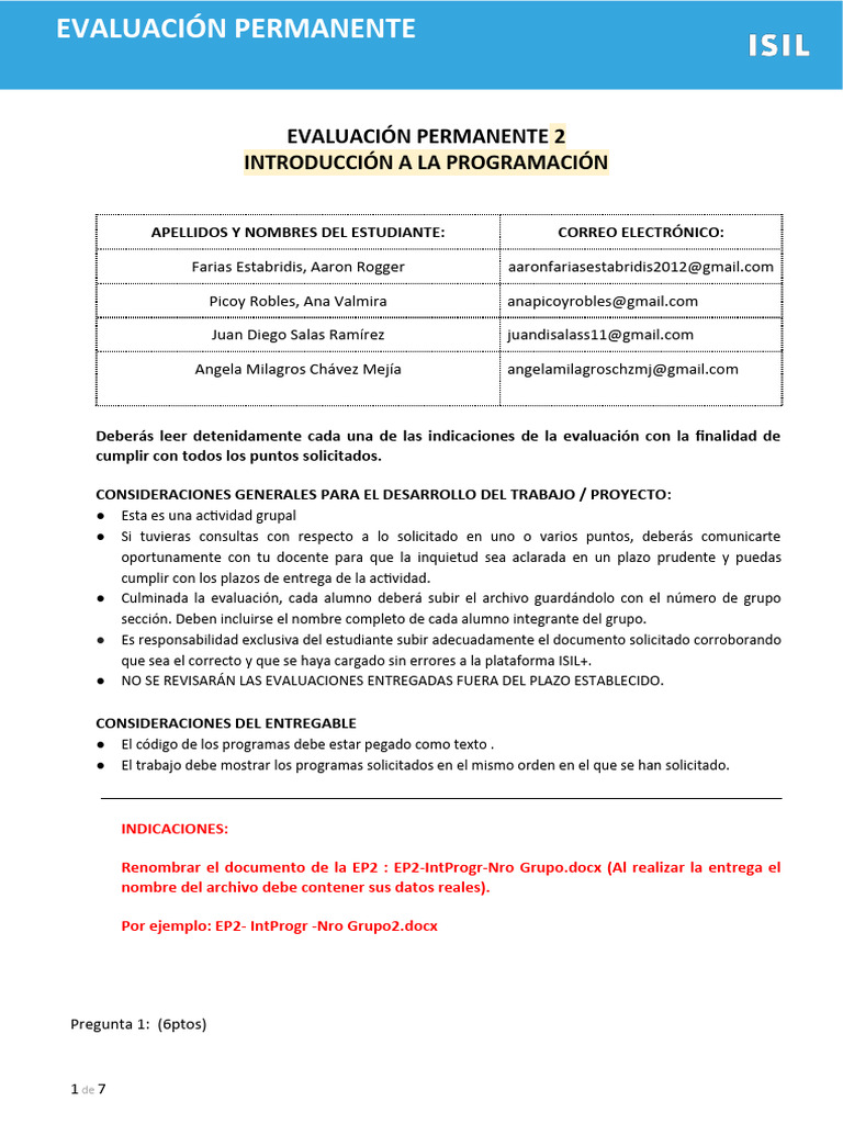 EP2-IntProgr-Nro Grupo 1 | PDF