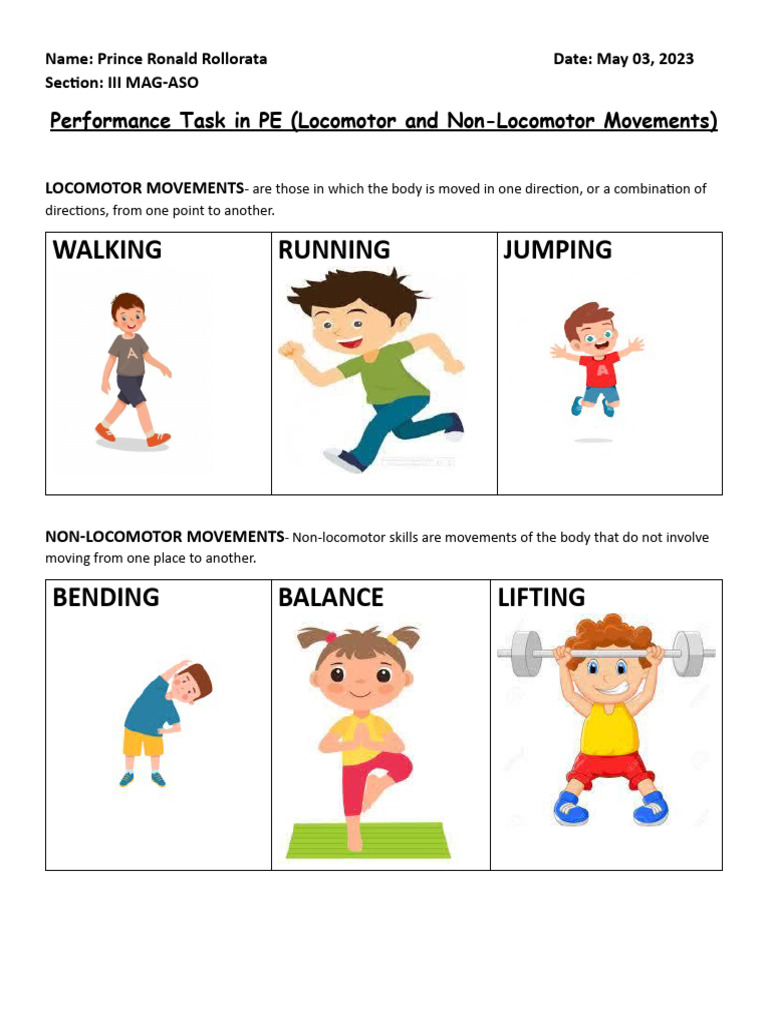 Locomotor and Non-Locomotor Movements | PDF