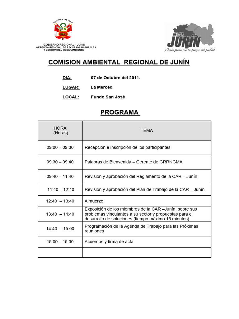 PROGRAMA REUNION DE LA CAR - Junin (Autoguardado) | PDF | Hogar, jardinería y bricolaje ...
