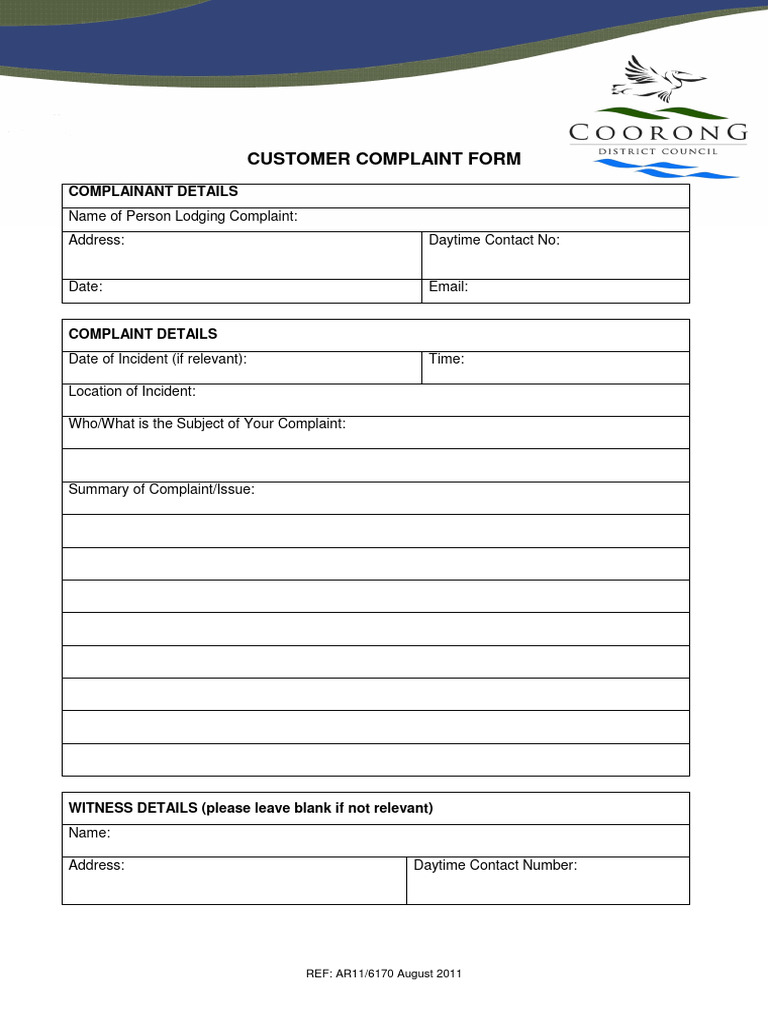 Customer Complaint Form Template | PDF | Career & Growth | Law