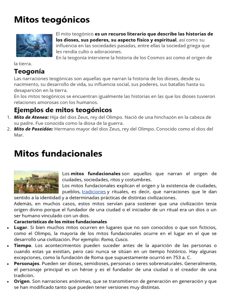 Tipos de Mitos | PDF | Mitología griega | Escatología