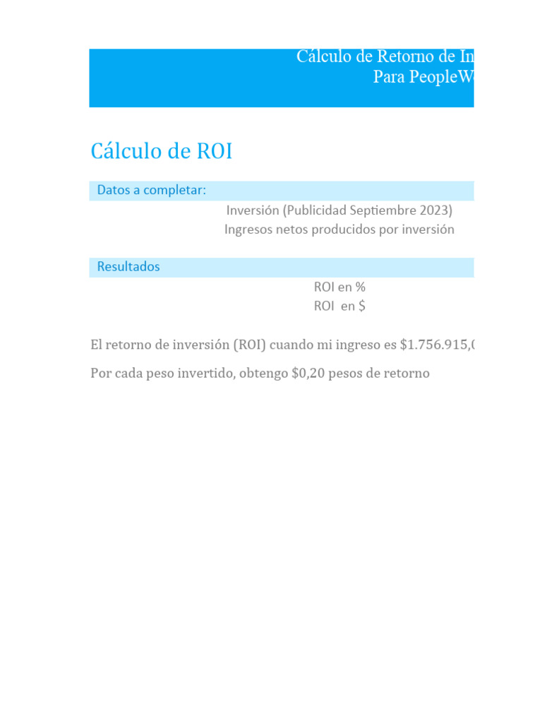 Como Calcular Roi | PDF | Inversiones