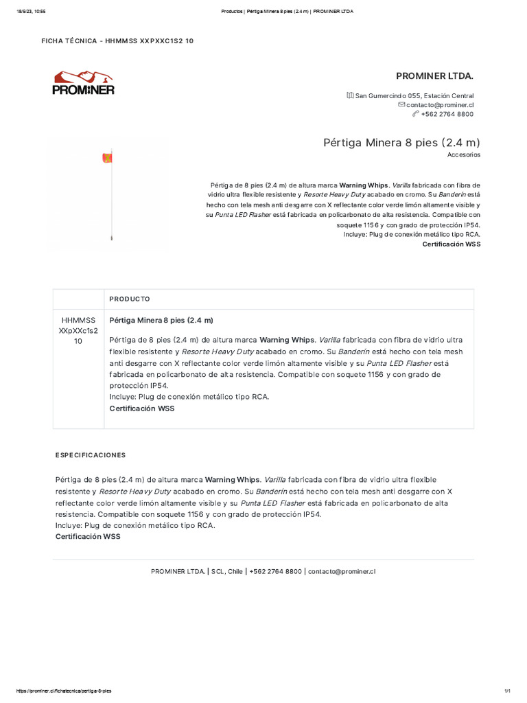 Productos - Pértiga Minera 8 Pies (2.4 M) - PROMINER LTDA | PDF | Materiales | Vidrio Ingeniería ...