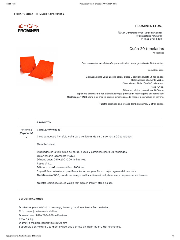Productos - Cuña 20 Toneladas - PROMINER LTDA | PDF | Neumático | Rueda