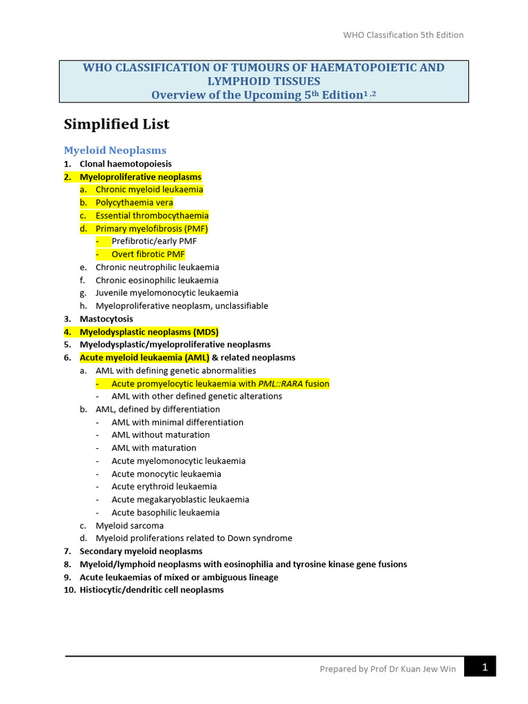 WHO 2022 For Undergraduate 2022-2023 | PDF | Lymphoma | B Cell
