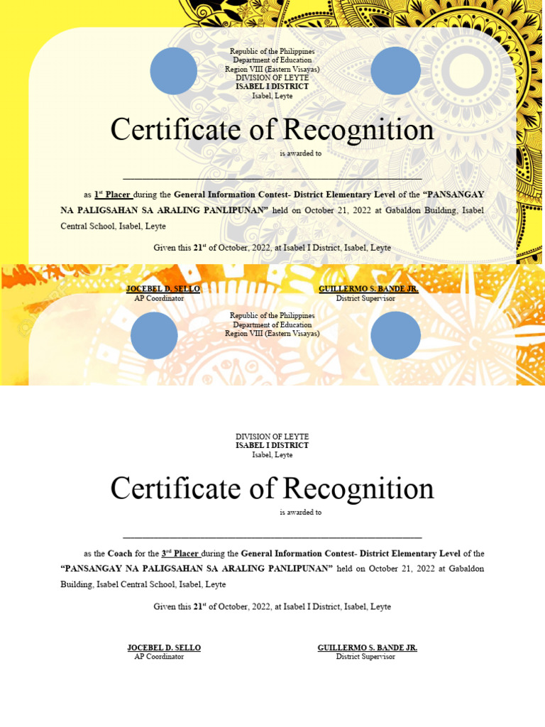 Certificate of Recognition | PDF