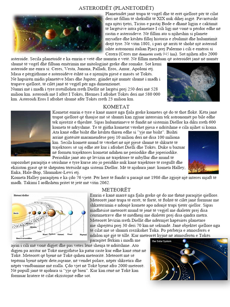 Asteroidët, Kometat Dhe Meteorët | PDF