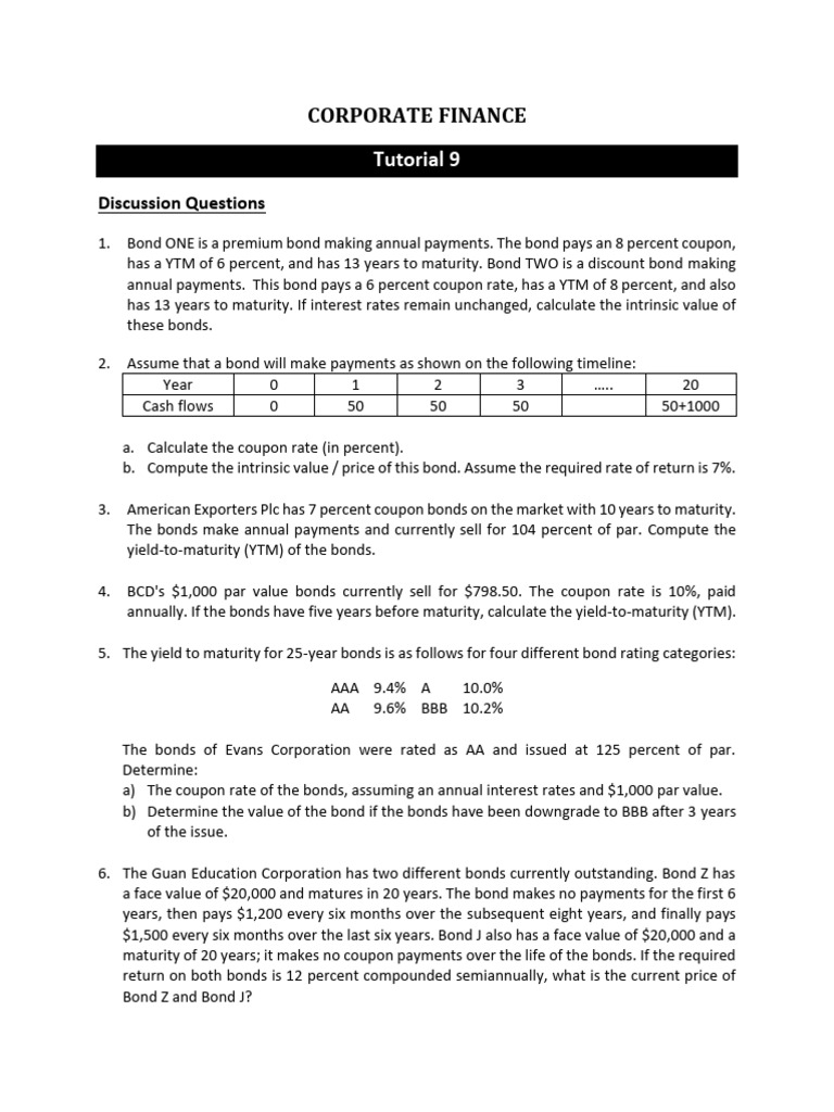 Corporate Finance Bond Valuation Tutorial | PDF