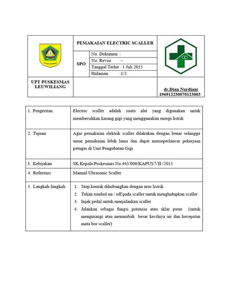 Pemakaian Electric Scaller yang Benar | PDF | Teknologi & Rekayasa
