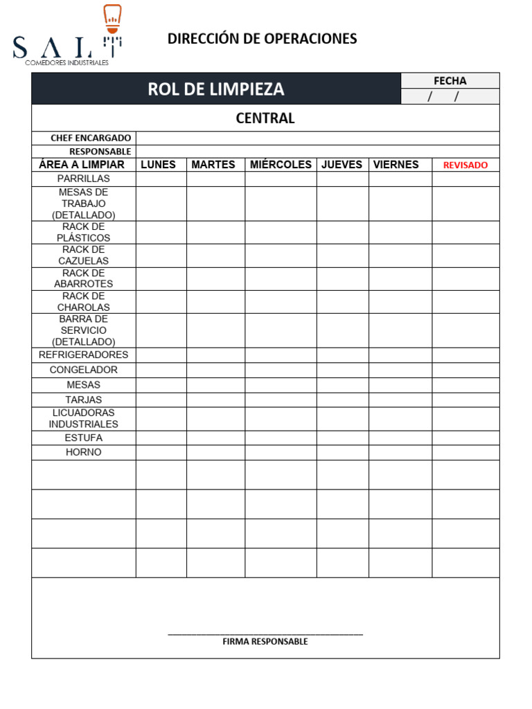 Rol de Limpieza | PDF