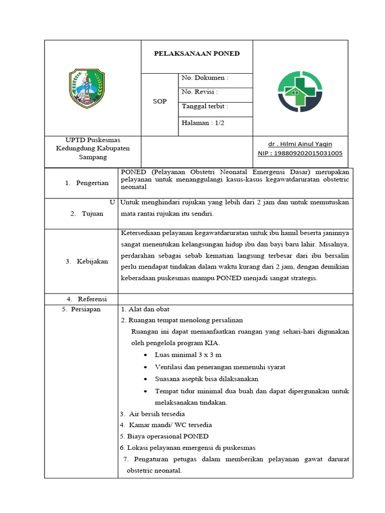 Sop Pelayanan Poned | PDF | Sains & Matematika