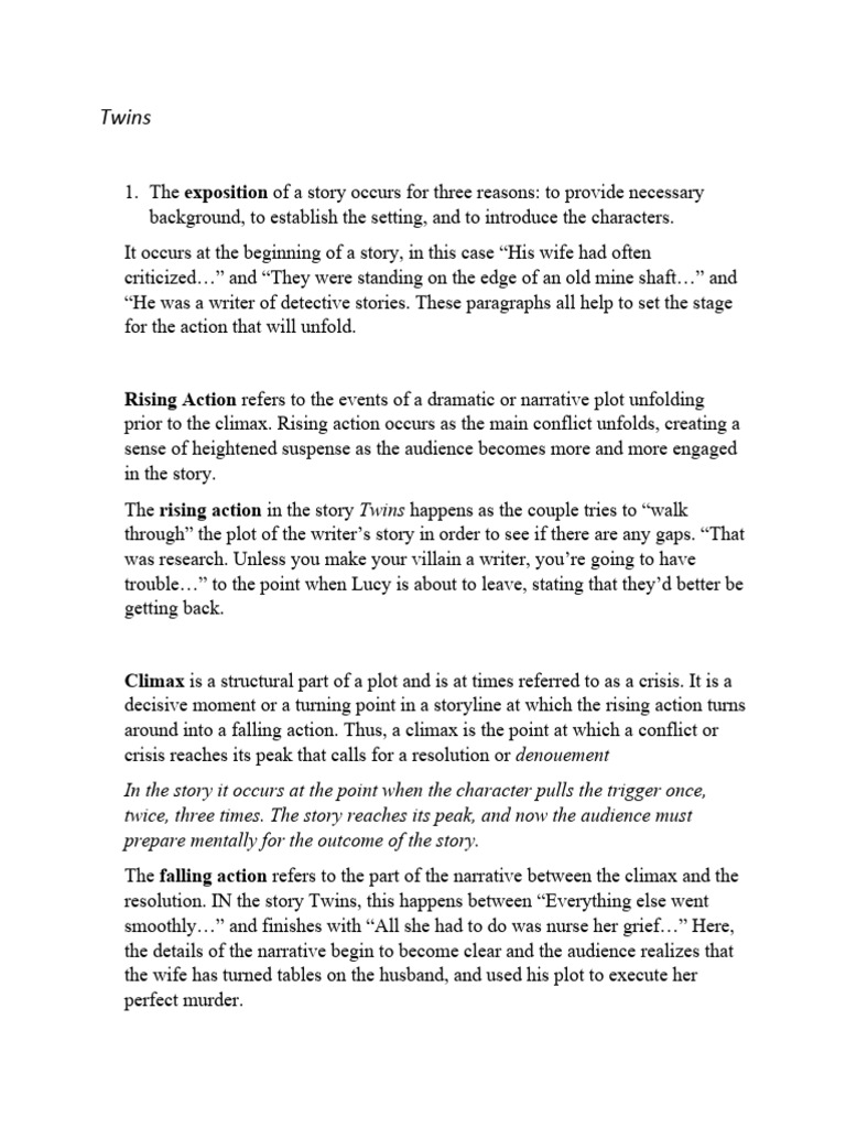 Twins Answer | PDF | Plot (Narrative) | Irony
