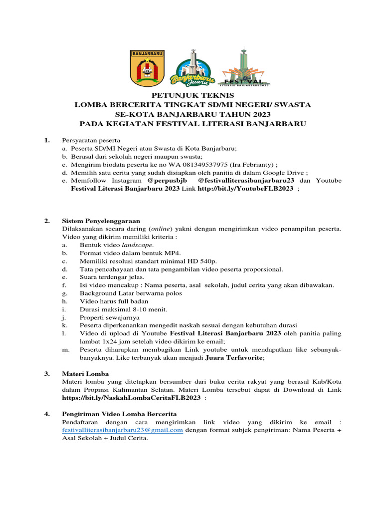 Petunjuk Teknis Lomba-Bercerita 2023 | PDF | Seni | Teknologi & Rekayasa
