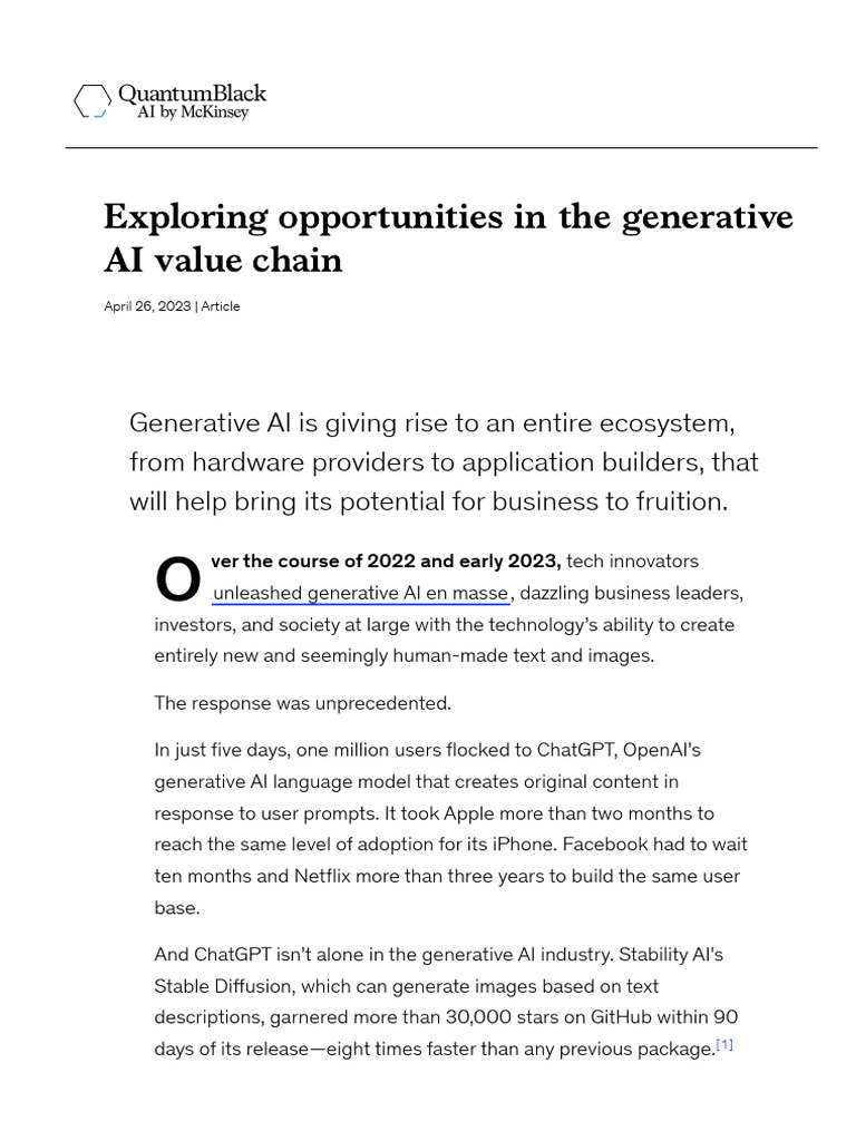 McKynsey Exploring Opportunities in The Gen AI Value Chain - McKinsey | PDF | Artificial ...