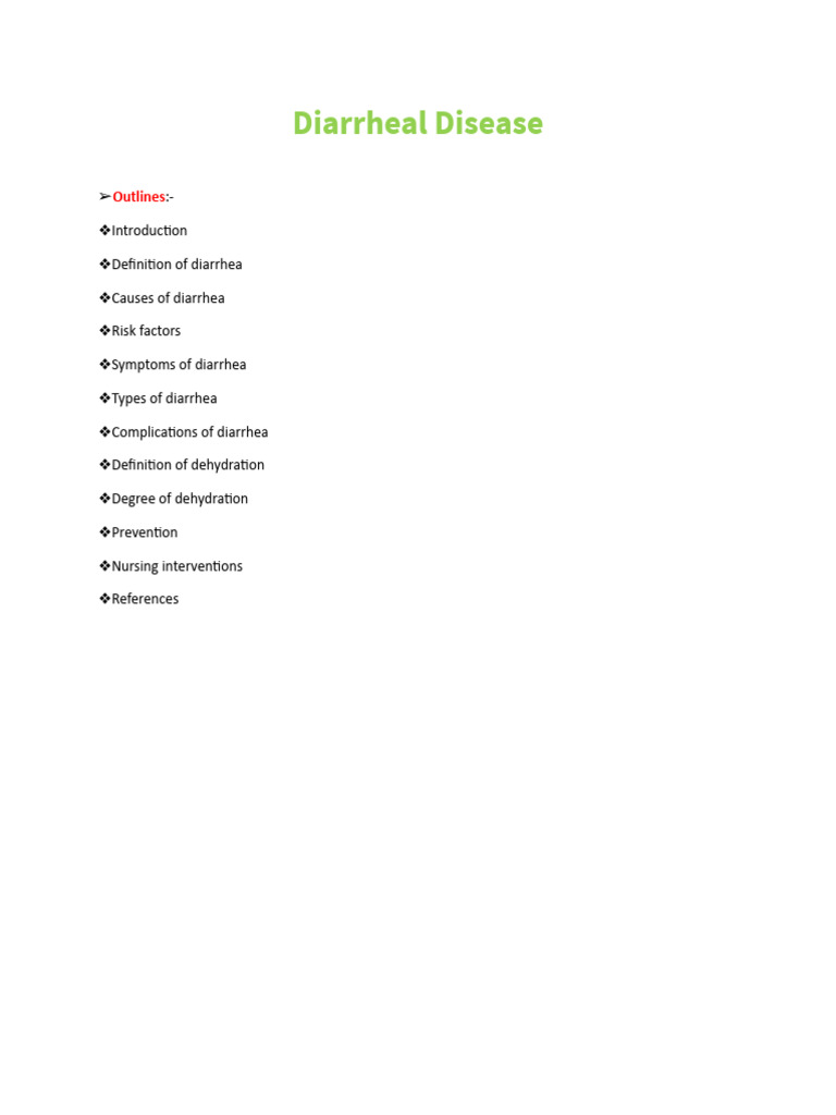 Diarrheal Disease | PDF | Diarrhea | Dehydration