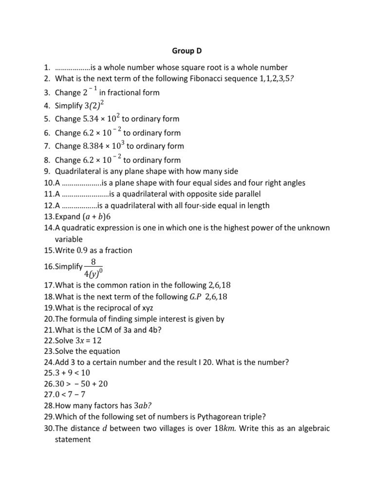 Group D | PDF | Equations | Triangle