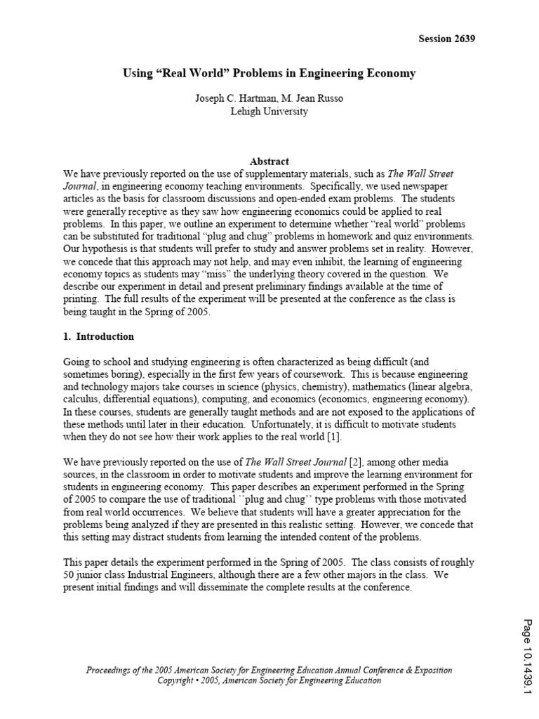 Using Real World Problems in Engineering Economy | PDF Using Real World Problems in Engineering Economy | PDF