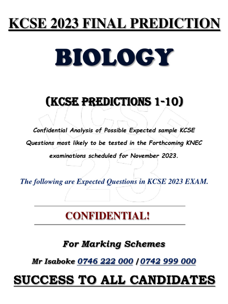 KCSE 2023 Biology Exam Predictions | PDF | Food Web | Blood