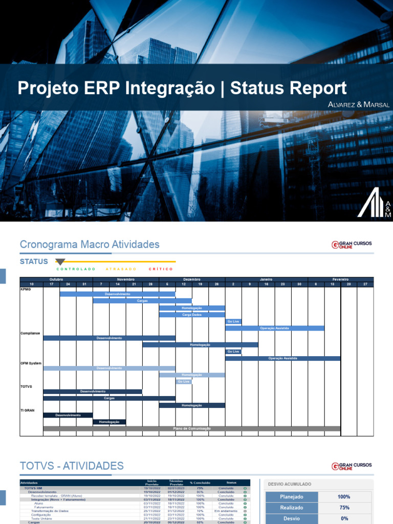 Projeto ERP - Status Report - Ultimo | PDF | Contabilidade | Business