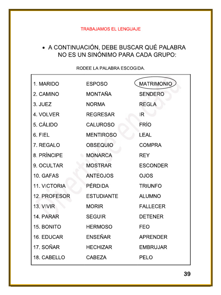 Cuál No Es Un Sinónimo | PDF