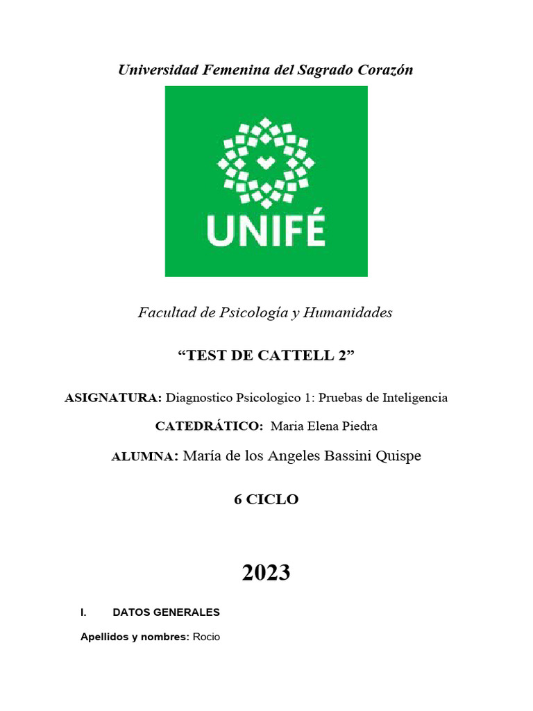 Cattell 2 | PDF | Cociente de inteligencia | Psicología cognitiva