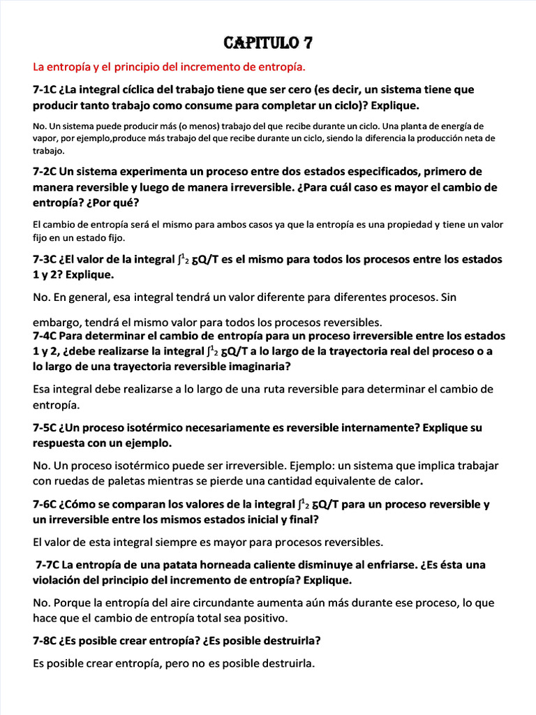 PDF Capitulo 7 y 12 Del Solucionario Compress | PDF | Entropía | Calor