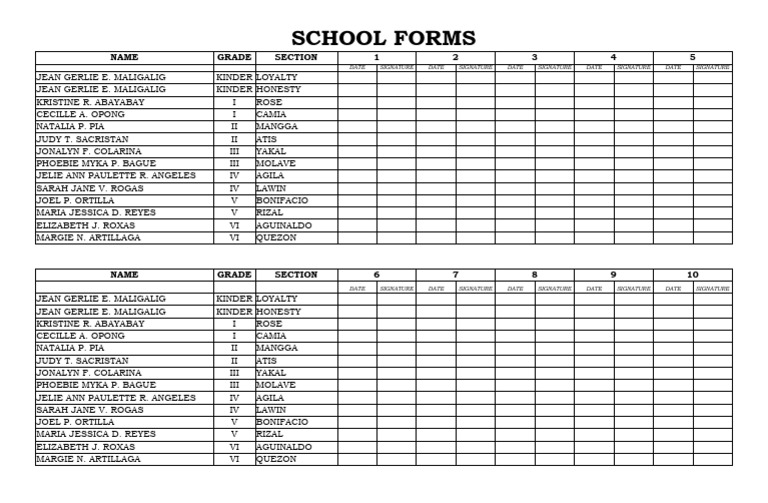 Checklist School Forms | PDF