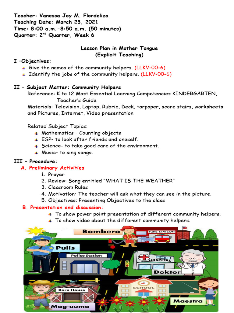 Lesson Plan Community Helpers | PDF