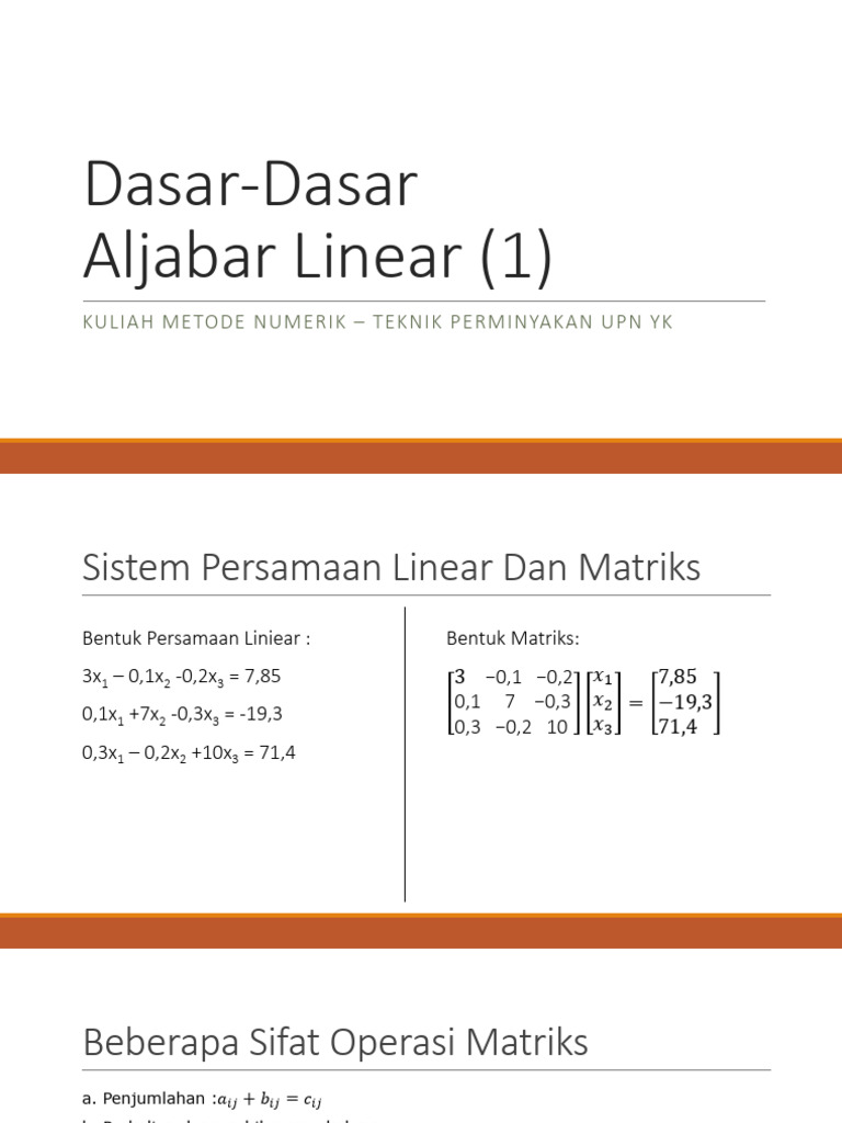 Dasar Aljabar Linear dan Matriks | PDF