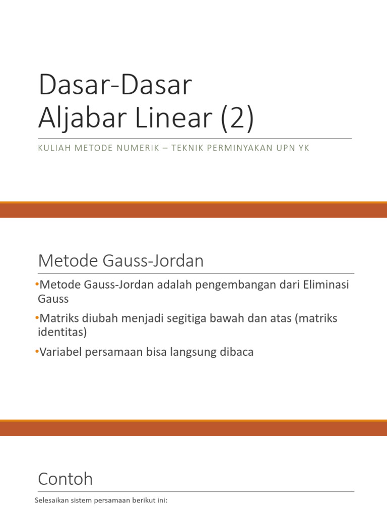 Pertemuan 6 Dasar-Dasar Aljabar Linear (Lanjutan) | PDF