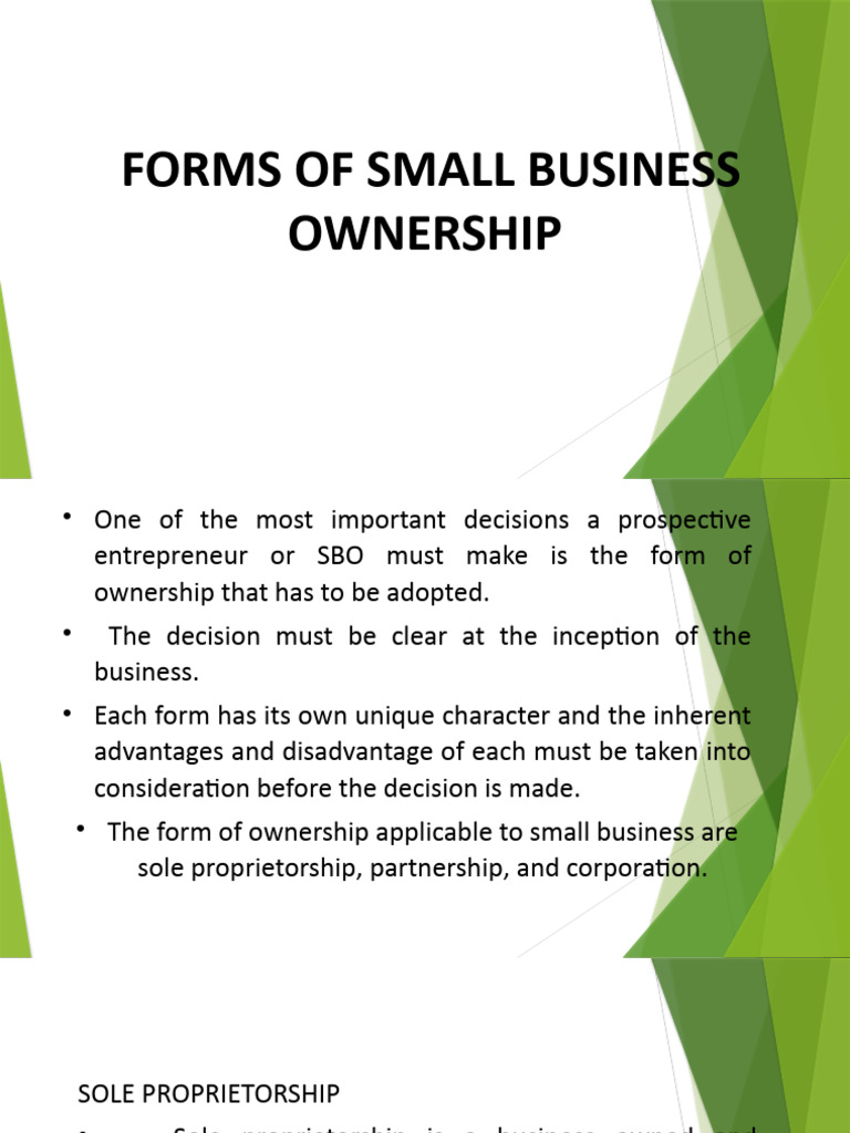 Business Ownership | PDF | Sole Proprietorship | Partnership
