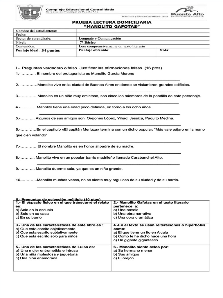 PDF Prueba Manolito Gafotas 7c Compress | PDF | Hogar, jardinería y ...