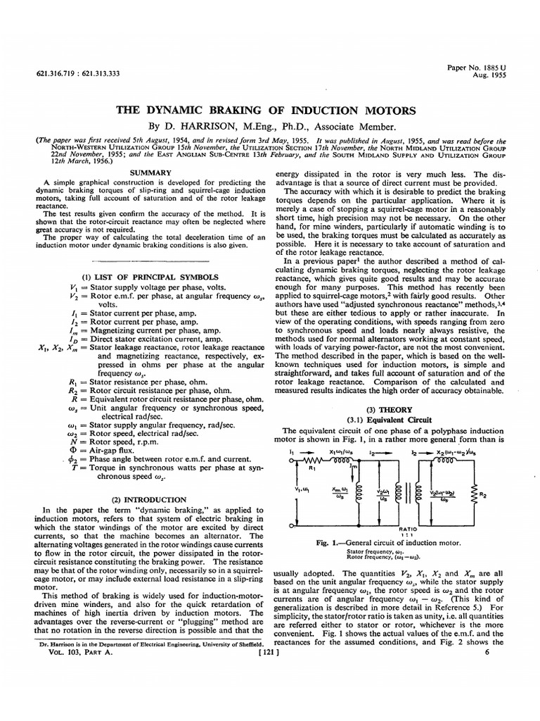 The Dynamic Braking of Induction Motors | PDF | Electric Motor ...
