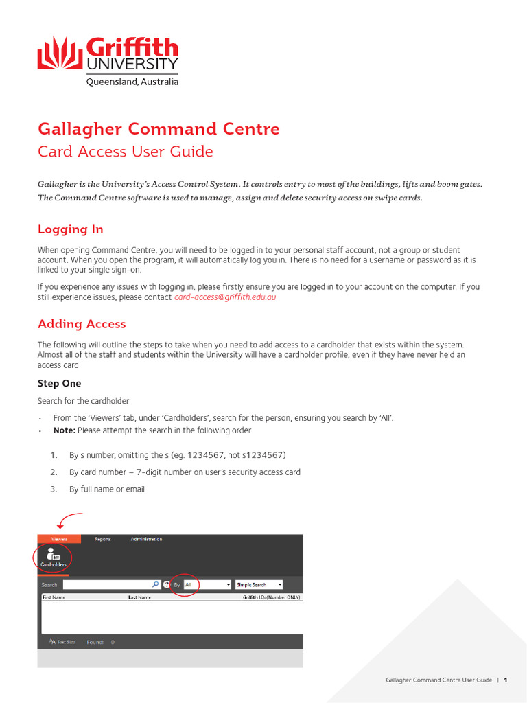 OFM5078 Gallagher Command Centre Card Access User Guide | PDF