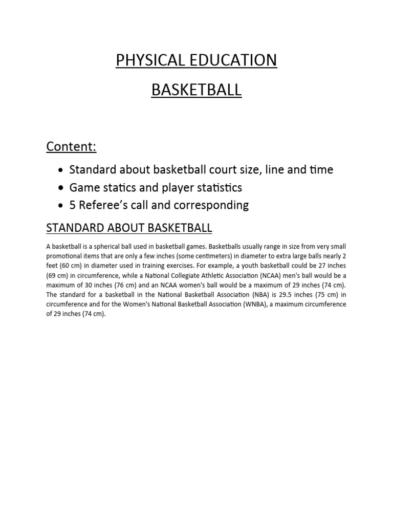 Basketball Standards and Statistics | PDF | Indoor Sports | Team Sports