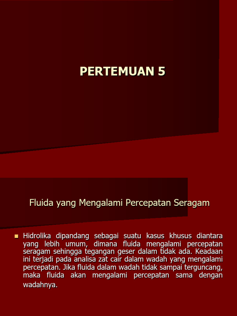 Mekanika Fluida Perkuliahan 5 | PDF