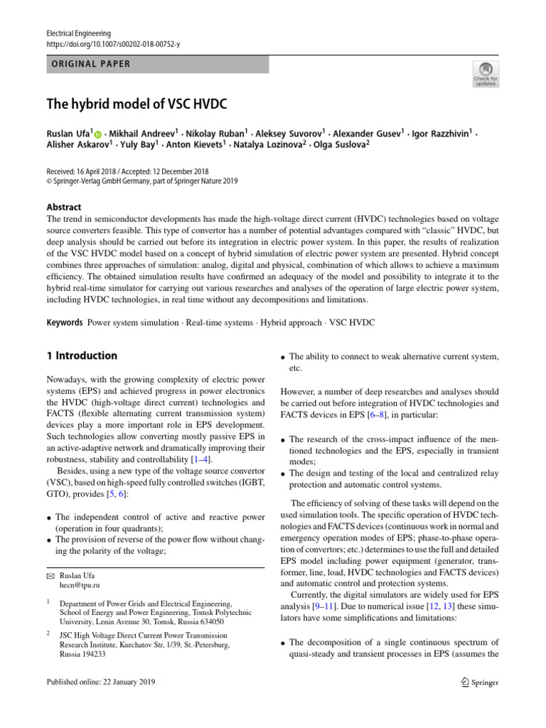 The Hybrid Model of VSC HVDC 2019 | PDF | High Voltage Direct Current | Direct Current