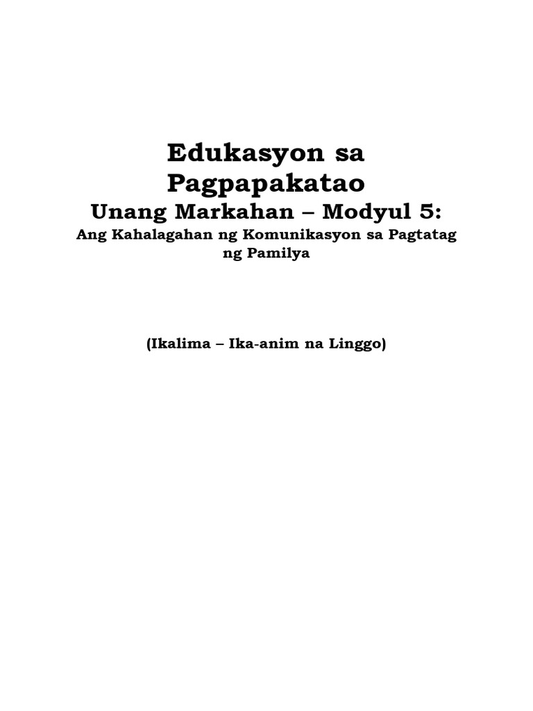 Edukasyon Sa Pagpapakatao: Unang Markahan - Modyul 5 | PDF
