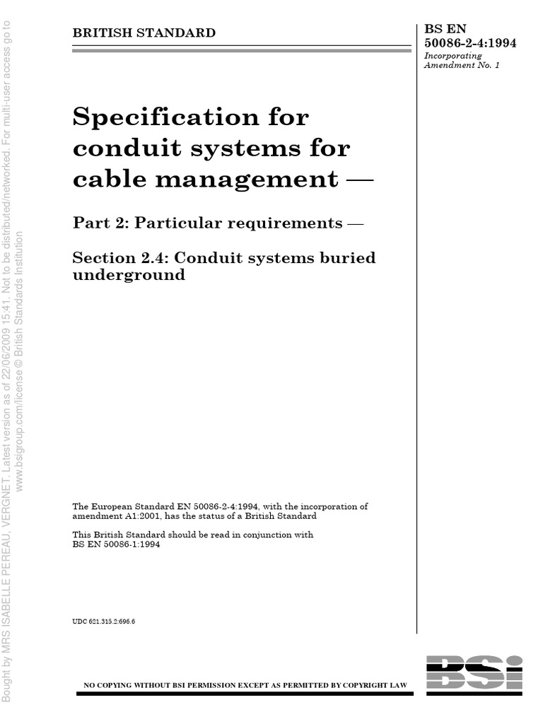 BS en 50086-2-4 | PDF | Regulation | Building Engineering